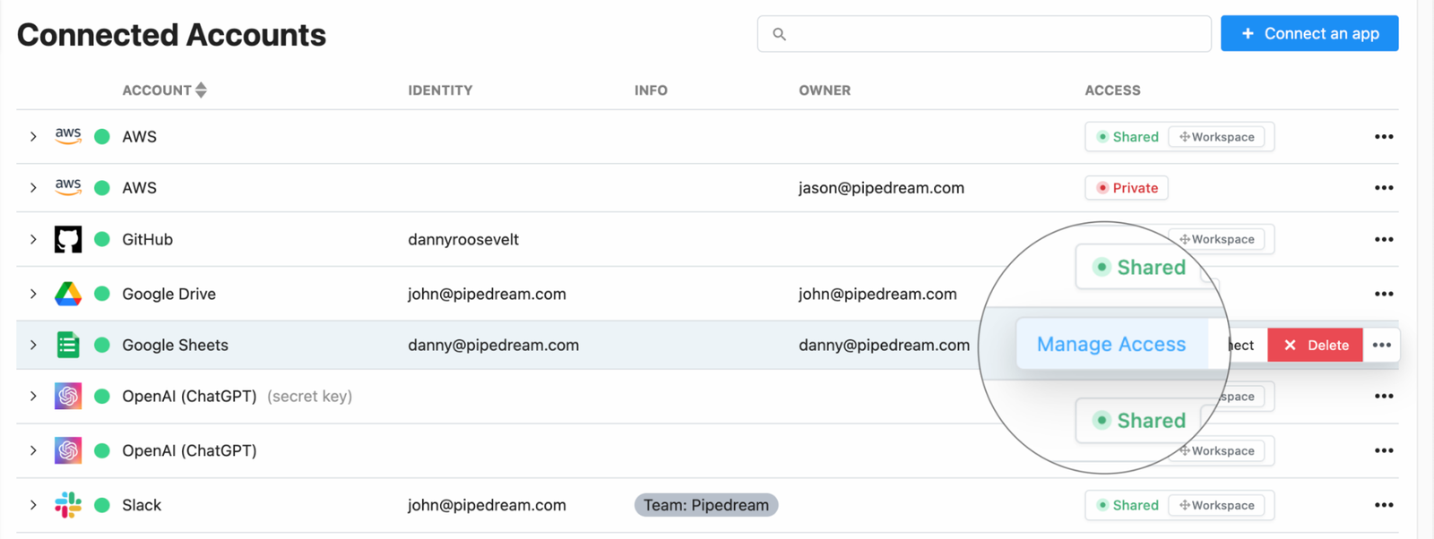 Private Connected Accounts
